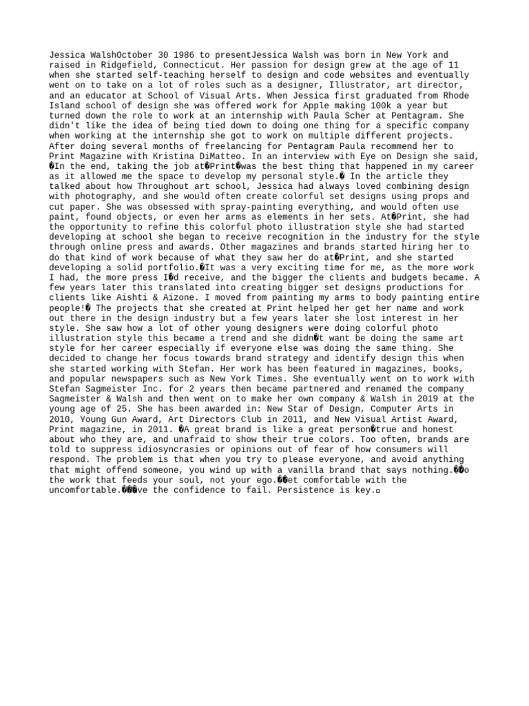 Jessica Walsh: Designer Biography | PDF