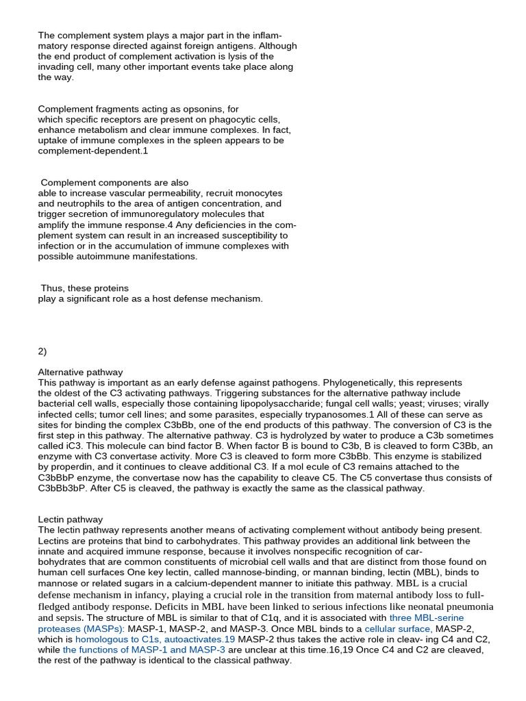 The Complement System Plays A Major Part in The Inflam | PDF | Complement System | Immune System