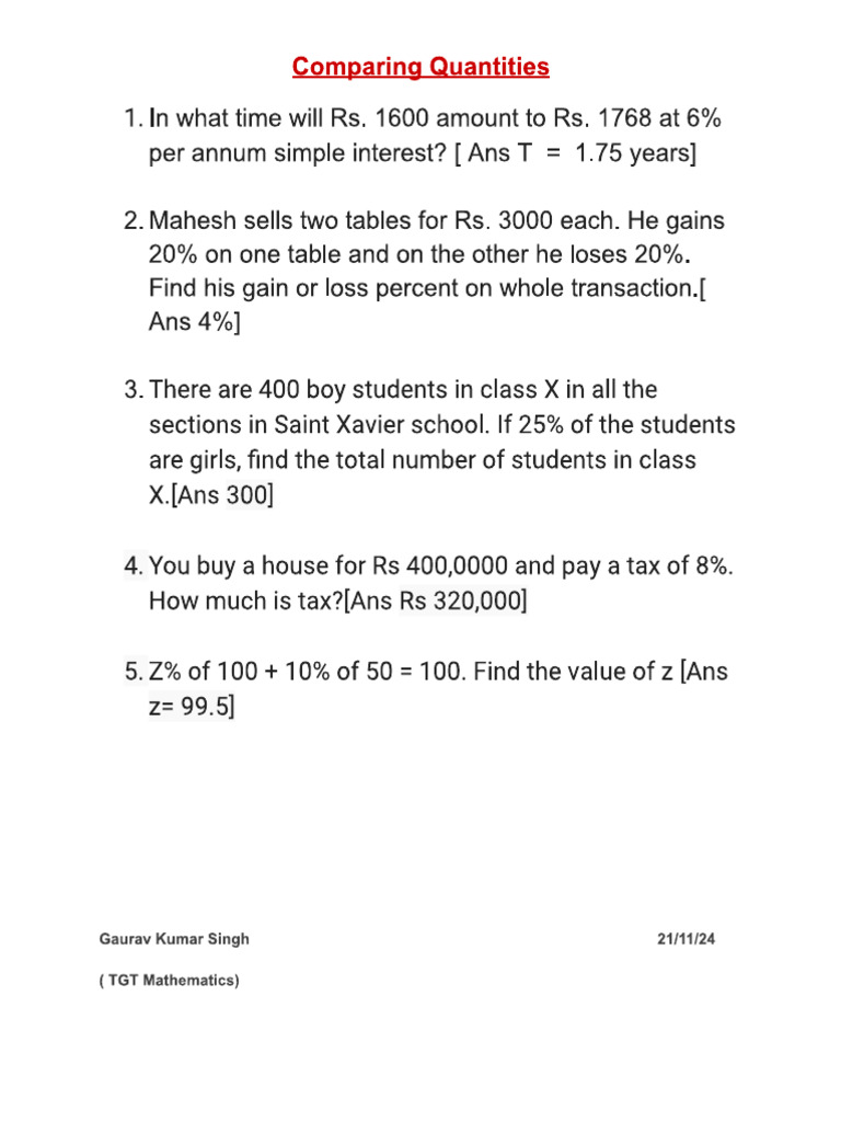 1732169556135.practice Que. Comparing Quantities 8 | PDF