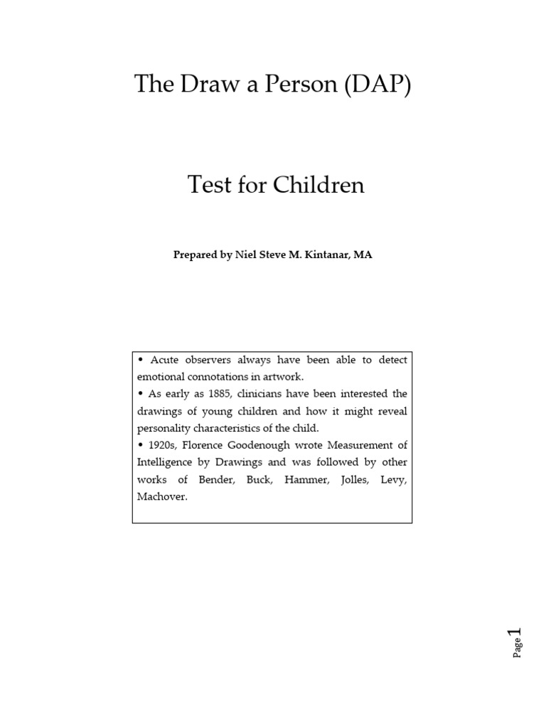 Draw a Person Test: Child Analysis Guide | PDF | Anxiety | Hypothesis