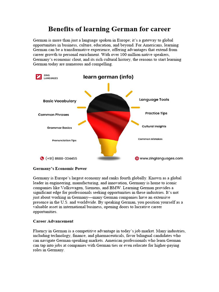 Benefits of Learning German For Career | PDF | German Language | Germany