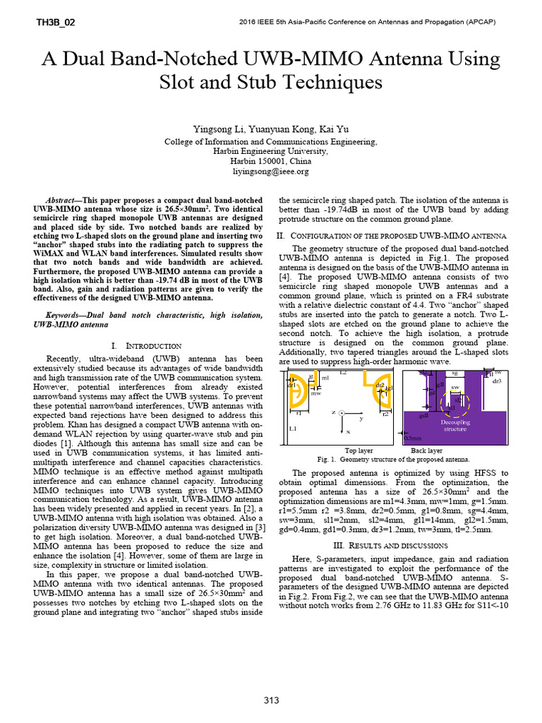 A Dual Band Notch UWB MIMO Antennas Using Slots and Stubs | PDF ...