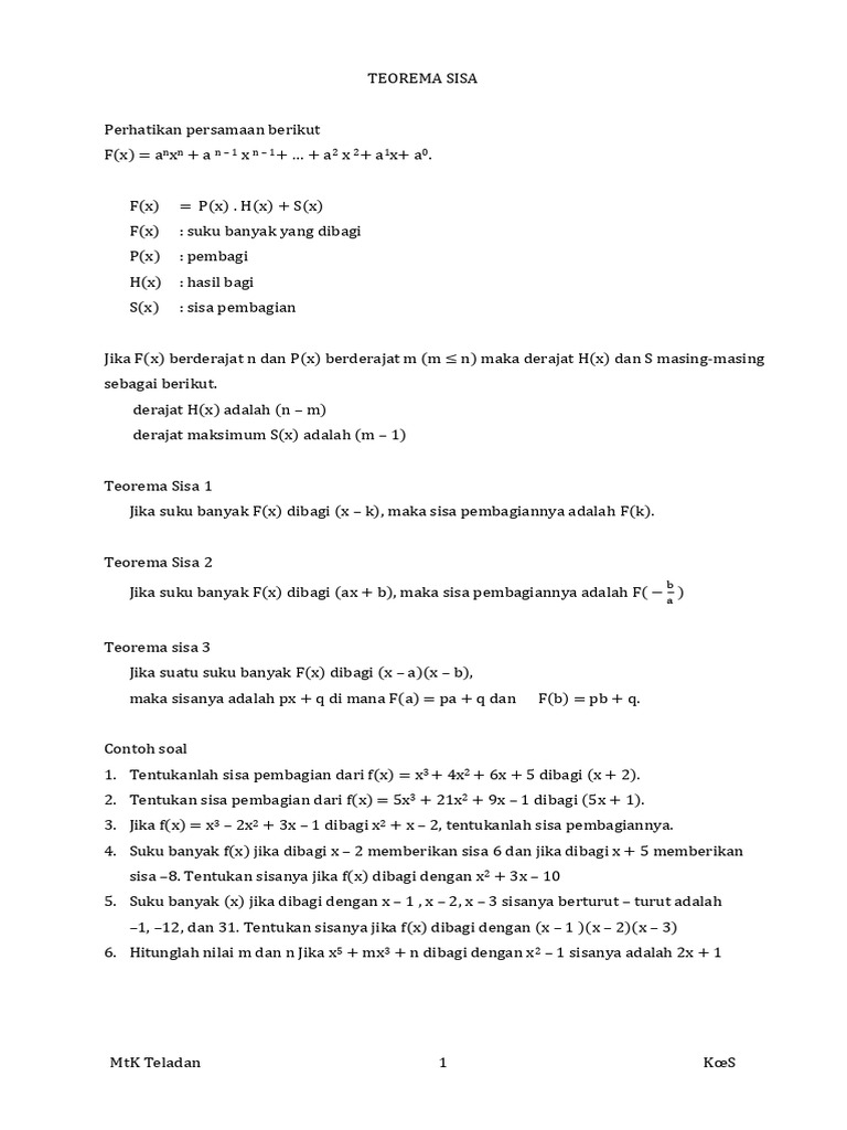 4. TEOREMA SISA | PDF