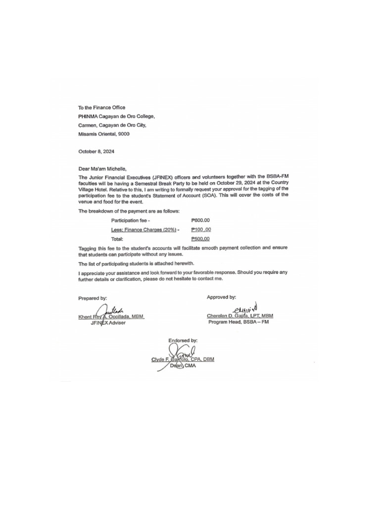 Student Payments for Break Party | PDF