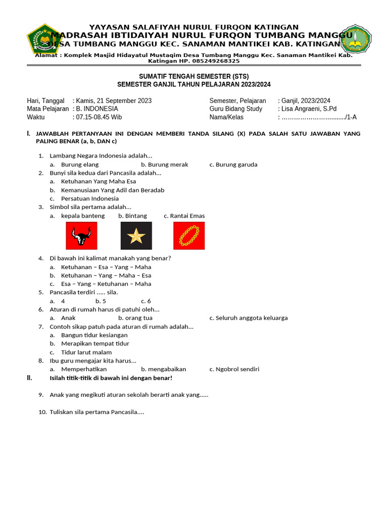 STS GANJIL 2023-2024 PKN | PDF