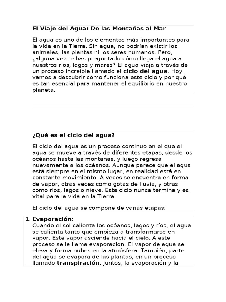 Comprensión Lectora 3º | PDF | Agua | El ciclo del agua