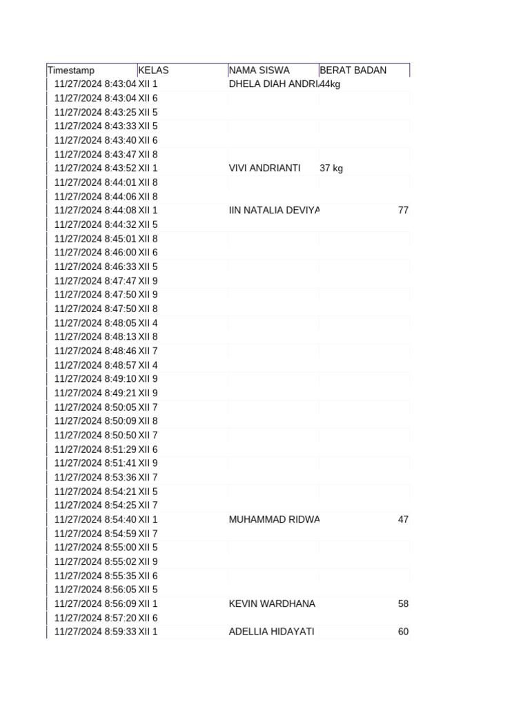 DATA TINGGI BADAN, BERAT BADAN DAN USIA (Jawaban) | PDF