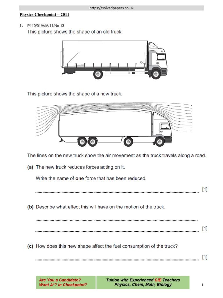 2011 Physics Checkpoint | PDF