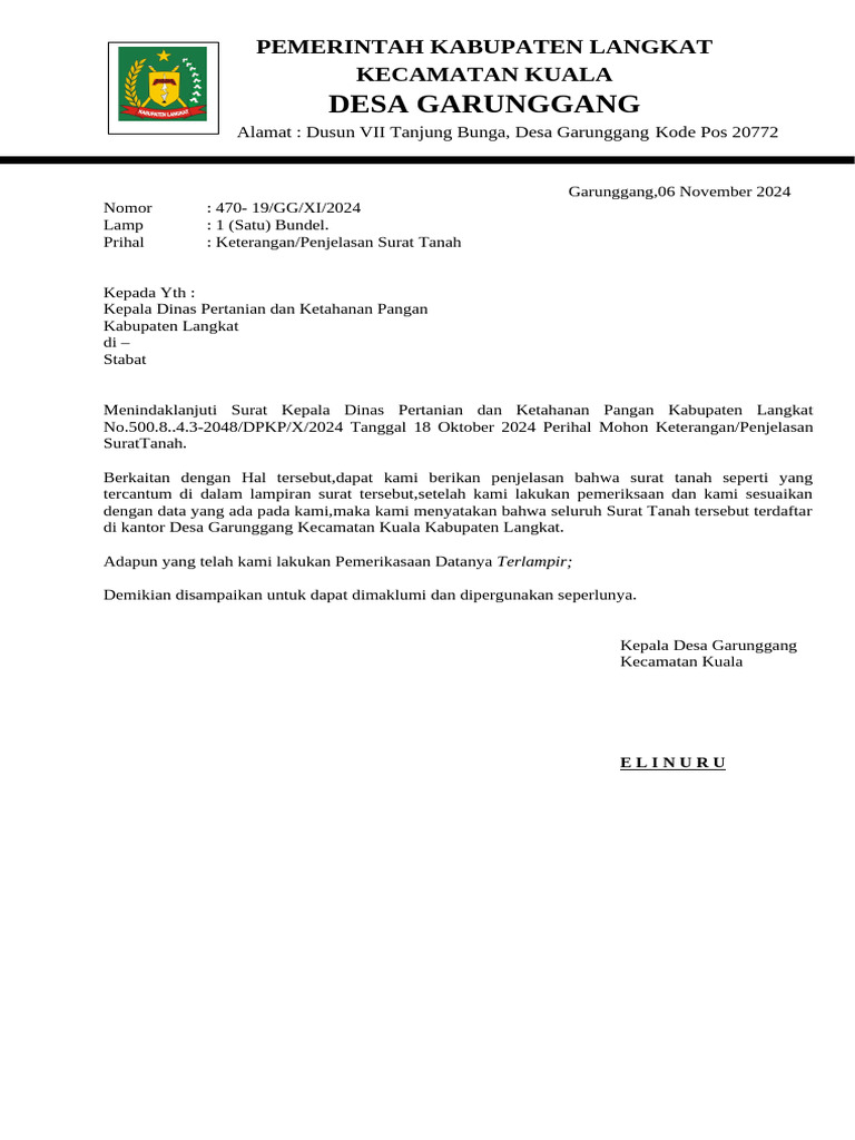 Balasan Surat Ke Dinas Pertanian | PDF