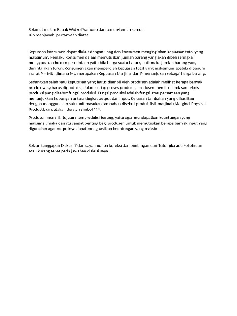 DISKUSI 7 MATEMATIKA EKONOMI ROSA ANGELIA PUTRI | PDF