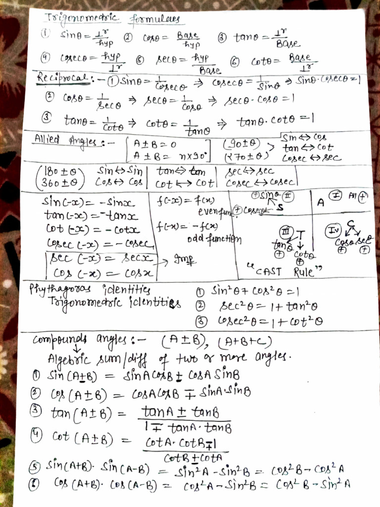 Trigonometry Formula | PDF
