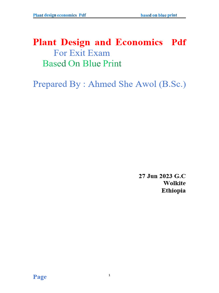 Plant Design & Economics Guide | PDF | Discounted Cash Flow | Return On ...
