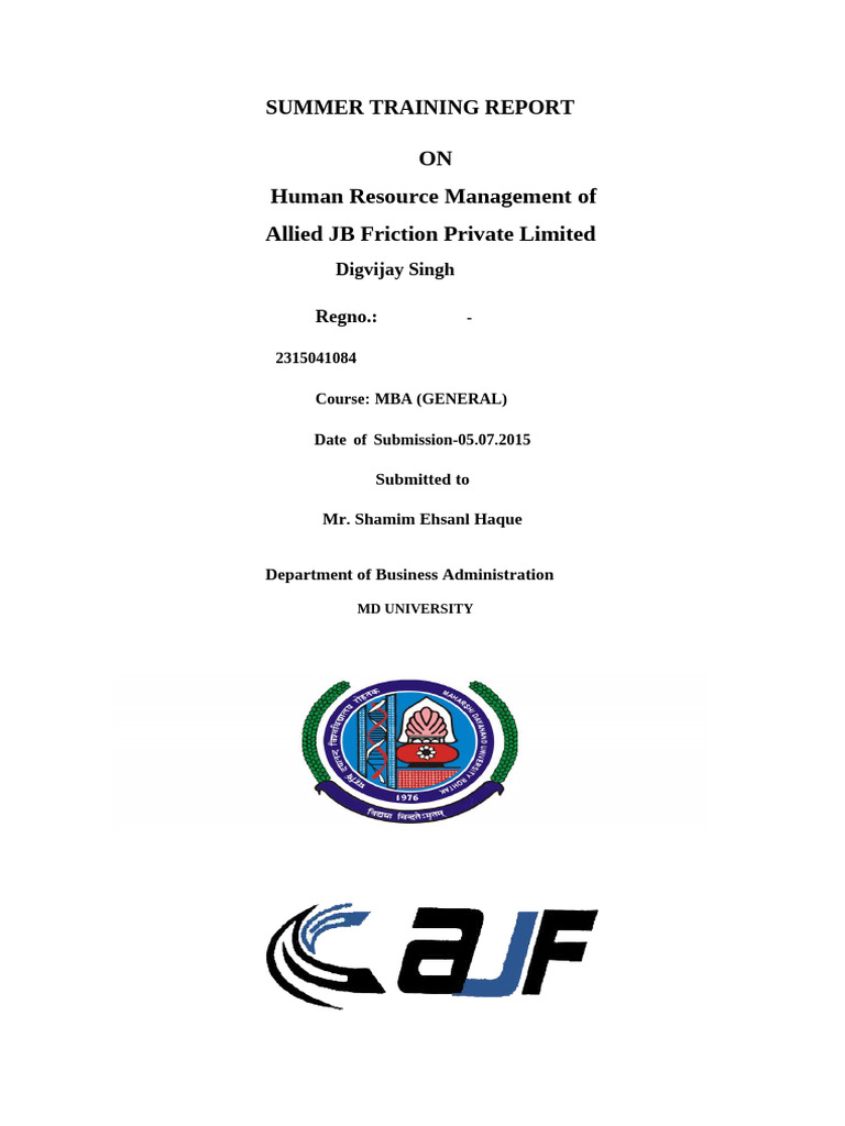 MBA HR Internship Report | PDF | Human Resources | Recruitment