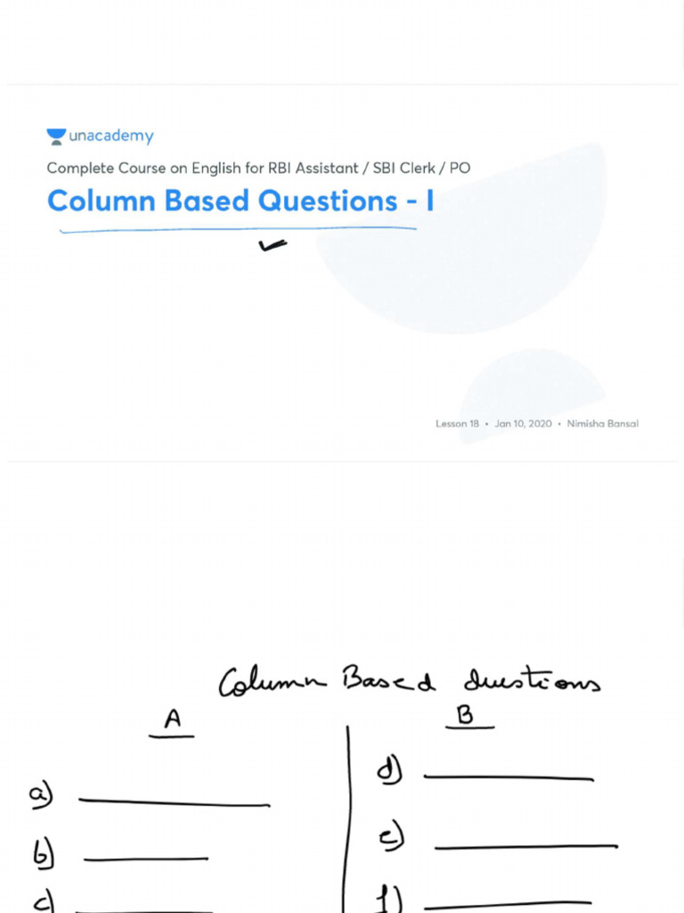 Column Based Questions I With Anno | PDF