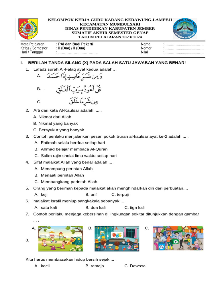 Soal IKM Kelas 2 Semester 2 | PDF