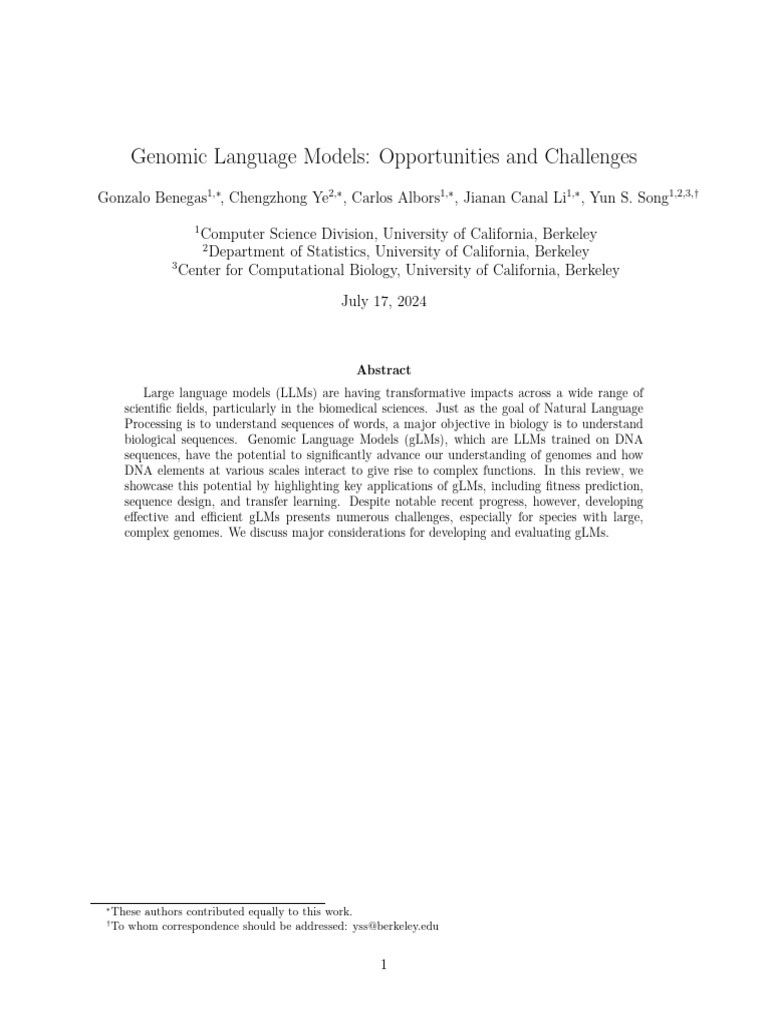 [24.07] Genomic Language Models Opportunities and Challenges | PDF ...