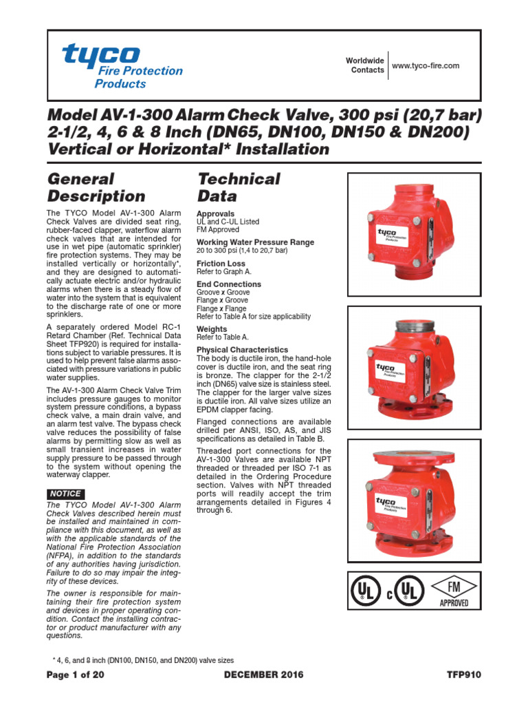 FT Clapet D'alarme Tyco | PDF | Valve | Fire Sprinkler System