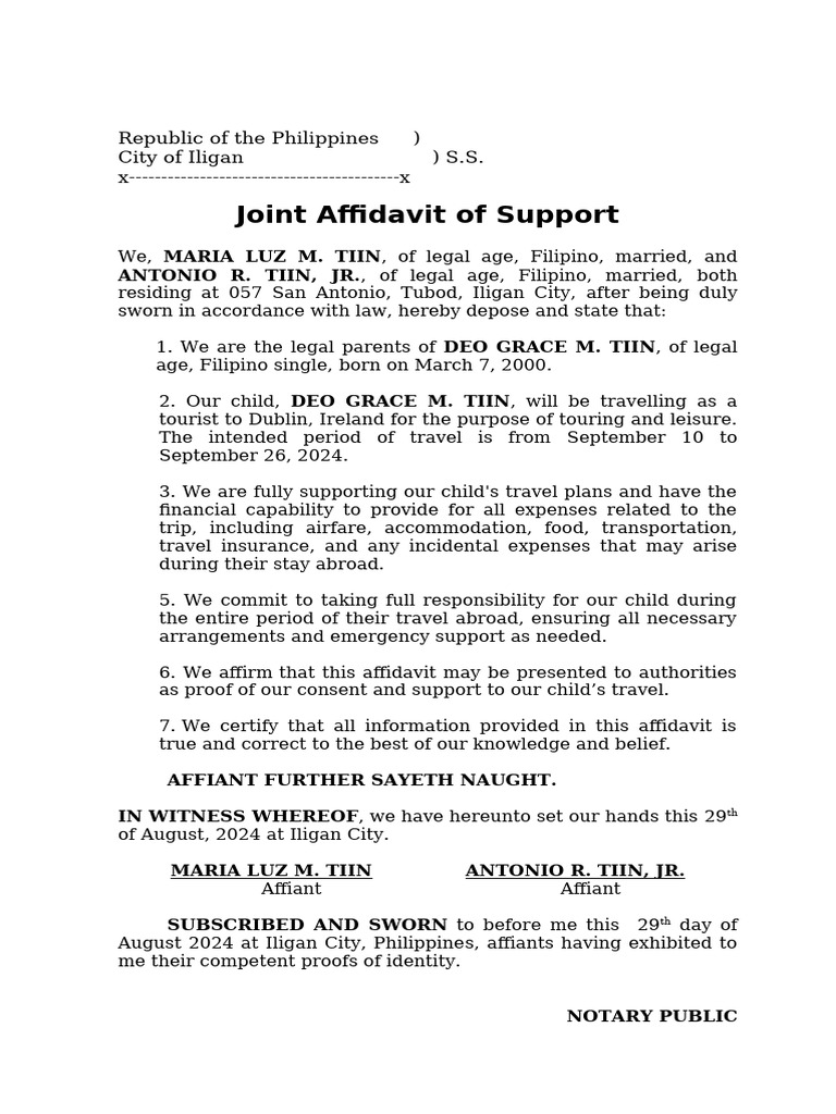 AFFIDAVIT OF SUPPORT | PDF