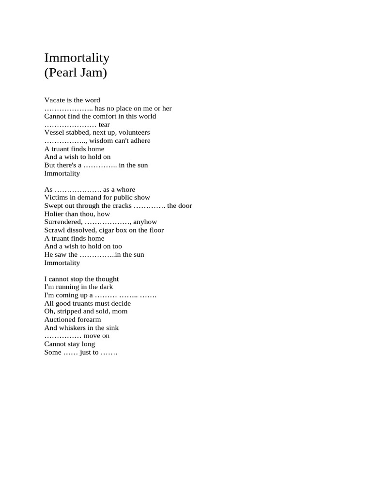 Immortality Pearl Jam | PDF