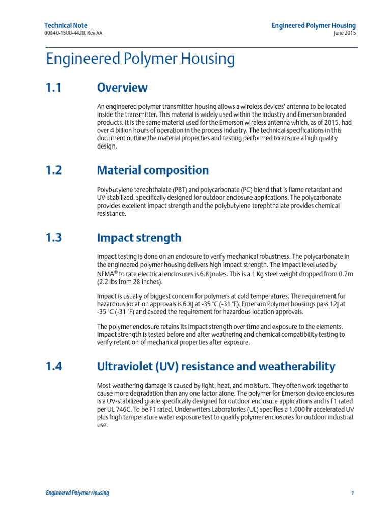 Technical Note Engineered Polymer Housing Rosemount en 79726 | PDF ...