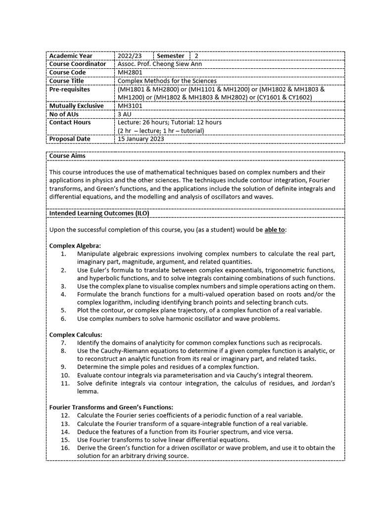 MH2801_complex | PDF | Complex Number | Fourier Transform