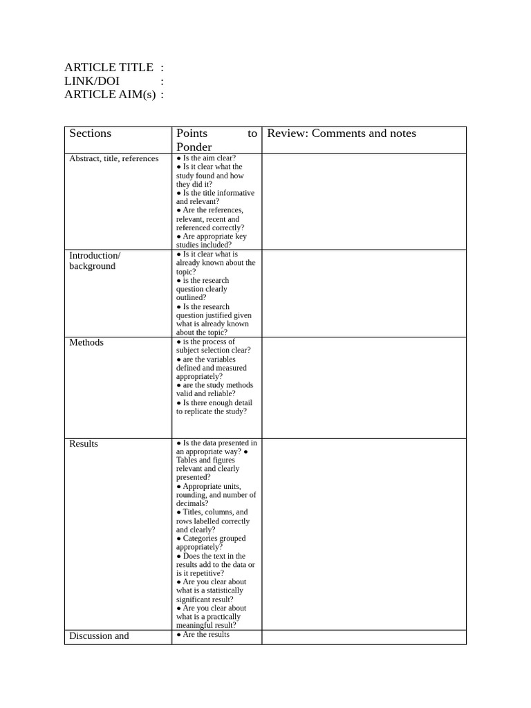 Article Review Assignment - Instruction and Format | PDF | Methodology