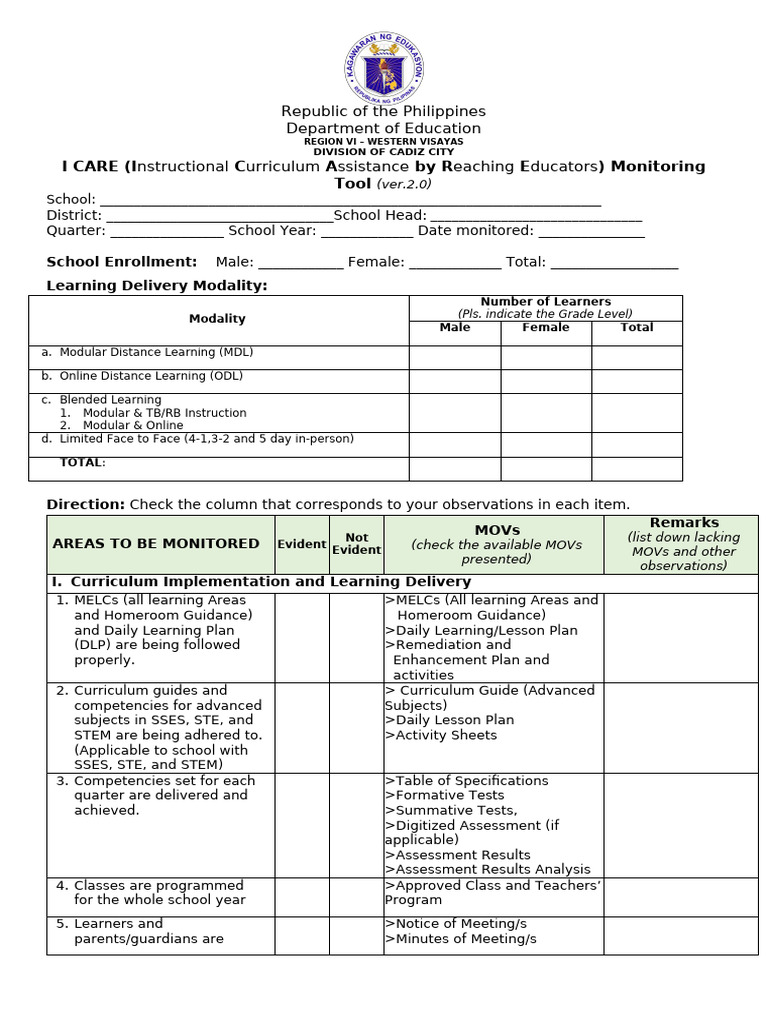 ICARE-ver.2.0 | PDF | Curriculum | Teachers