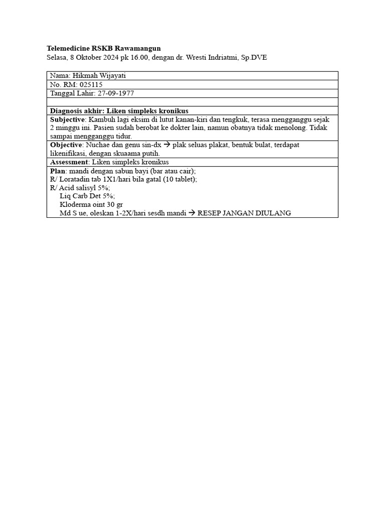 Telemedicine RSKB Rawamangun_08 Oktober 2024 | PDF