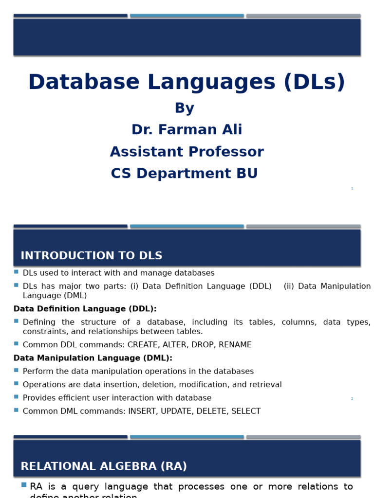 Lec 6 Database Languages 29112024 062445pm | PDF | Relational Model | Information Retrieval