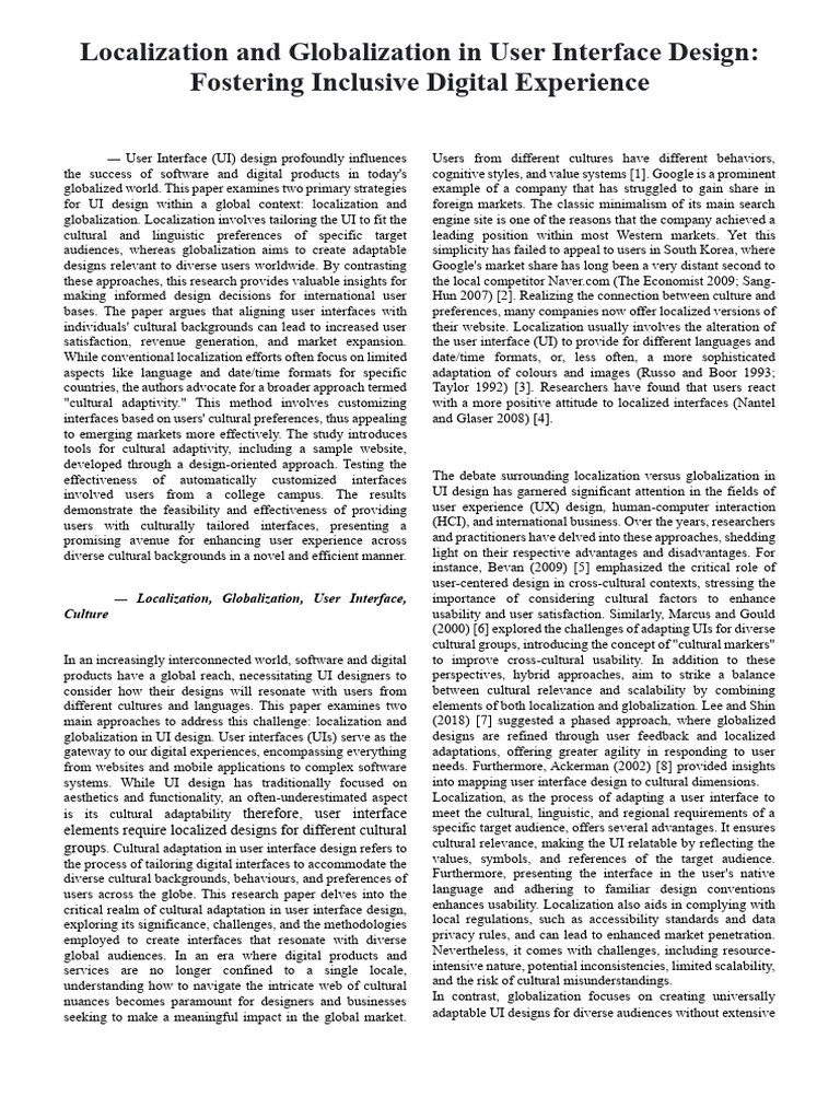 Localization and Globalization in User Interface Design Fostering ...
