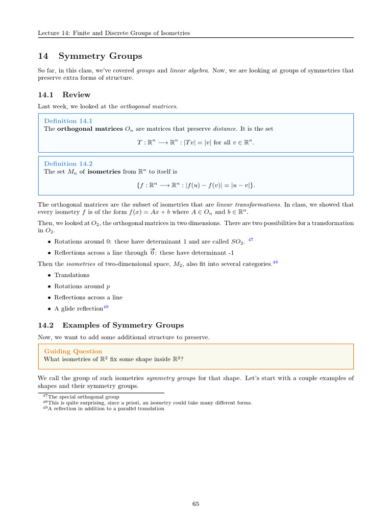Mit18 701f21 Lect14 | PDF | Group (Mathematics) | Matrix (Mathematics)