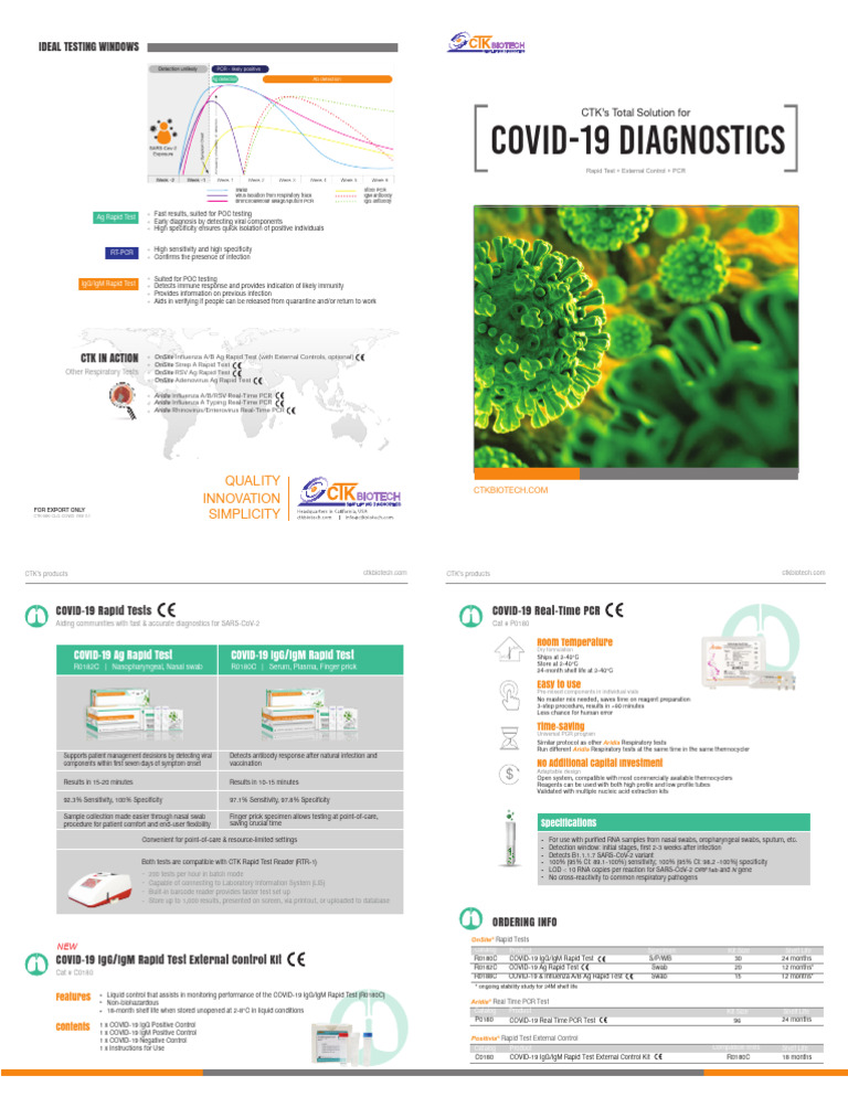 Catalog CTK OnSite™ COVID-19 Ag Rapid Test | PDF | Infection | Influenza