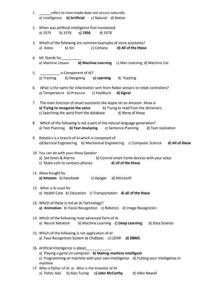 AI Important Quns With Answers | PDF