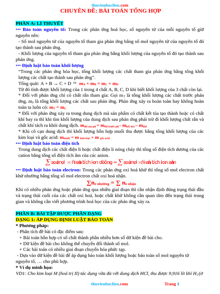 Thuvienhoclieu.com Chuyen de 23 Bai Toan Tong Hop | PDF