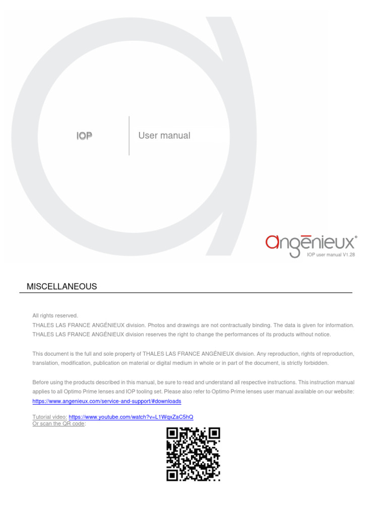 Optimo Prime IOP Tooling User Manual | PDF | Camera | Camera Lens