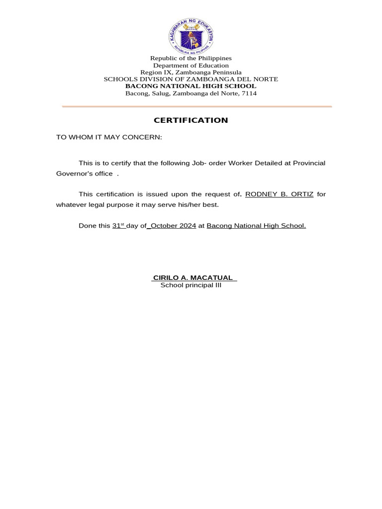 Certificate For Not Using Bondy Clock | PDF