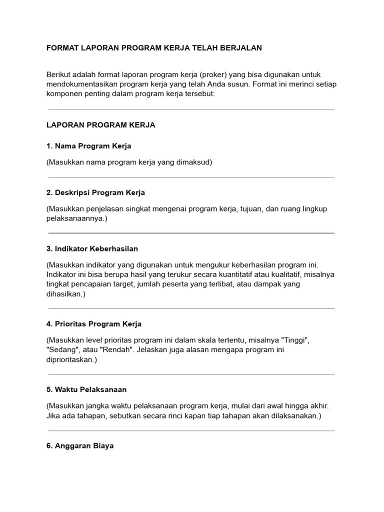 Format Laporan Program | PDF