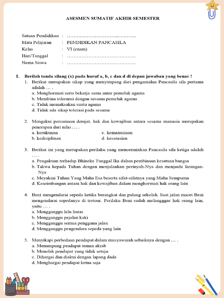 Asesmen Sumatif Akhir Semester 1_ppkn | PDF