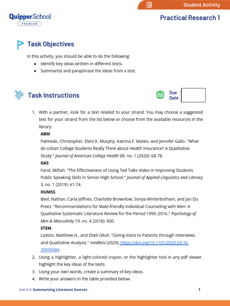 FINAL SA - PR1 11 - 12 - UNIT 4 - LESSON 3 - Summarizing Literature ...
