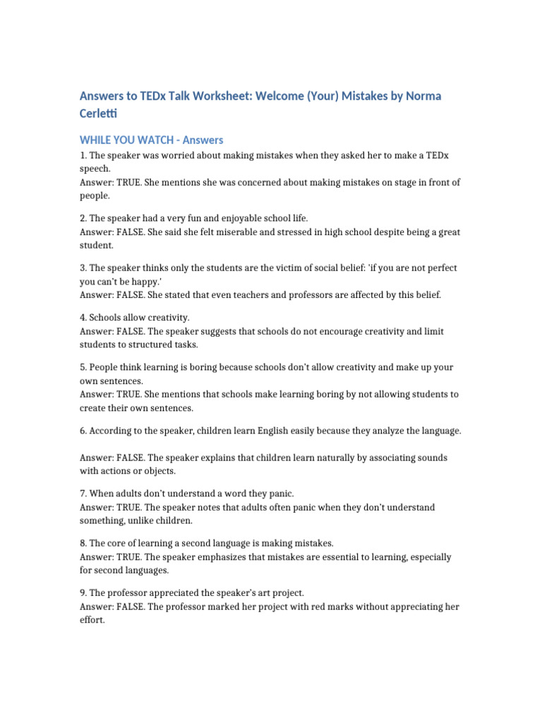 TEDx_Talk_Answers | PDF | Creativity | Cognitive Science