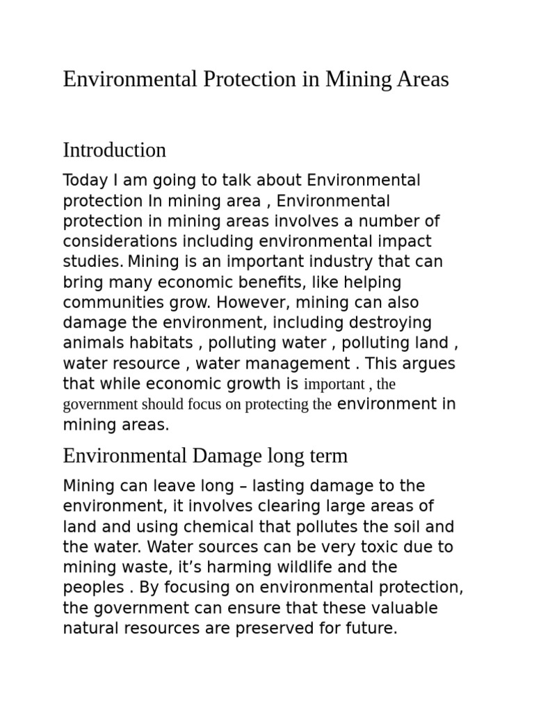 Environmental Protection in Mining | PDF | Sustainability | Mining