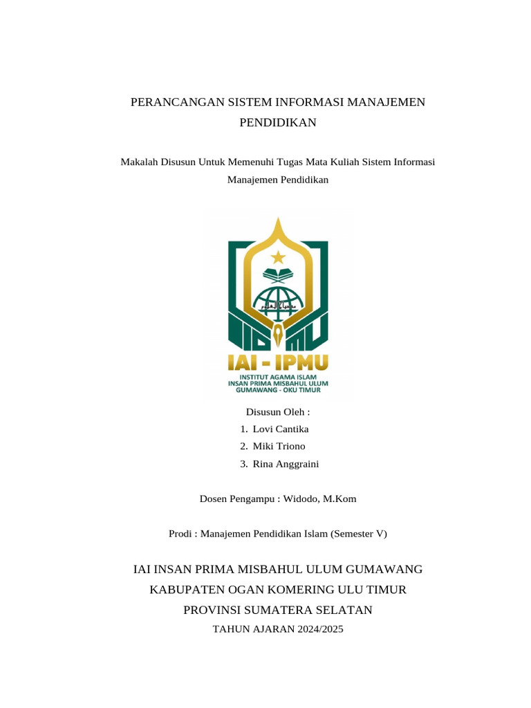 Perancangan Sistem Informasi Manajemen Pendidikan | PDF
