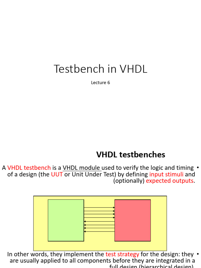 VHDL Testbench Basics and Examples | PDF | Vhdl | Computer Science
