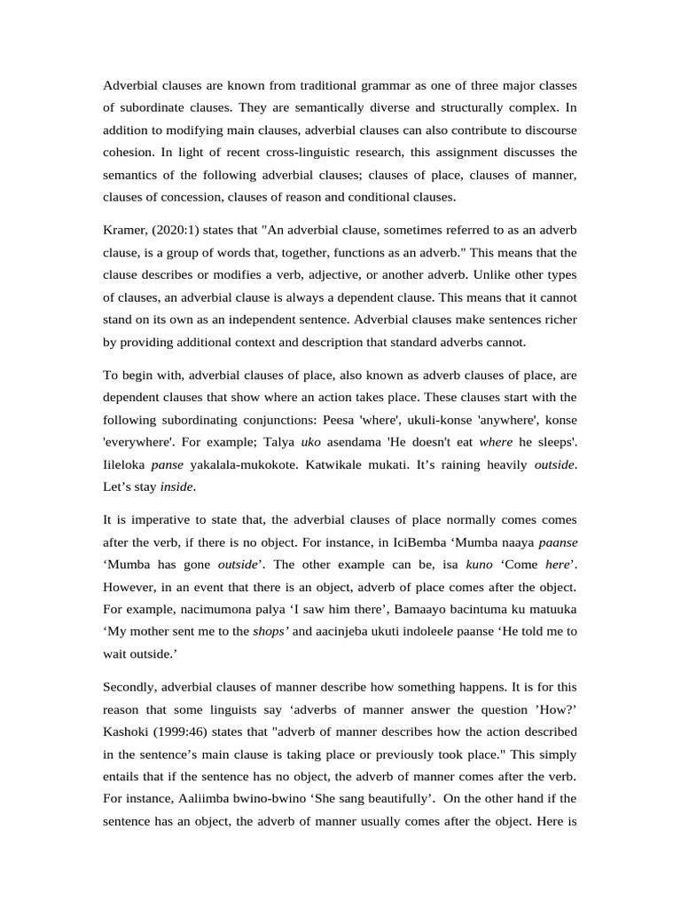 Adverbial Clause Assignment | PDF | Adverb | Clause