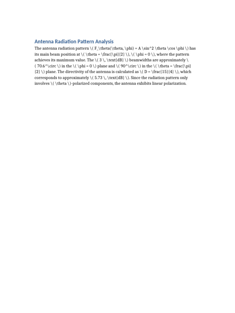Antenna Radiation Pattern Analysis | PDF