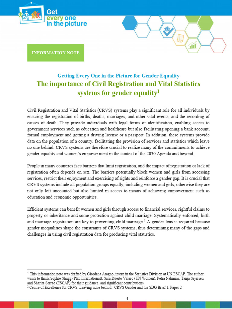 CRVS and Gender Information Note | PDF