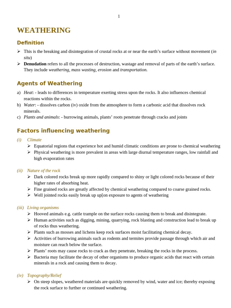 Weathering and Mass Wasting | PDF | Weathering | Rock (Geology)