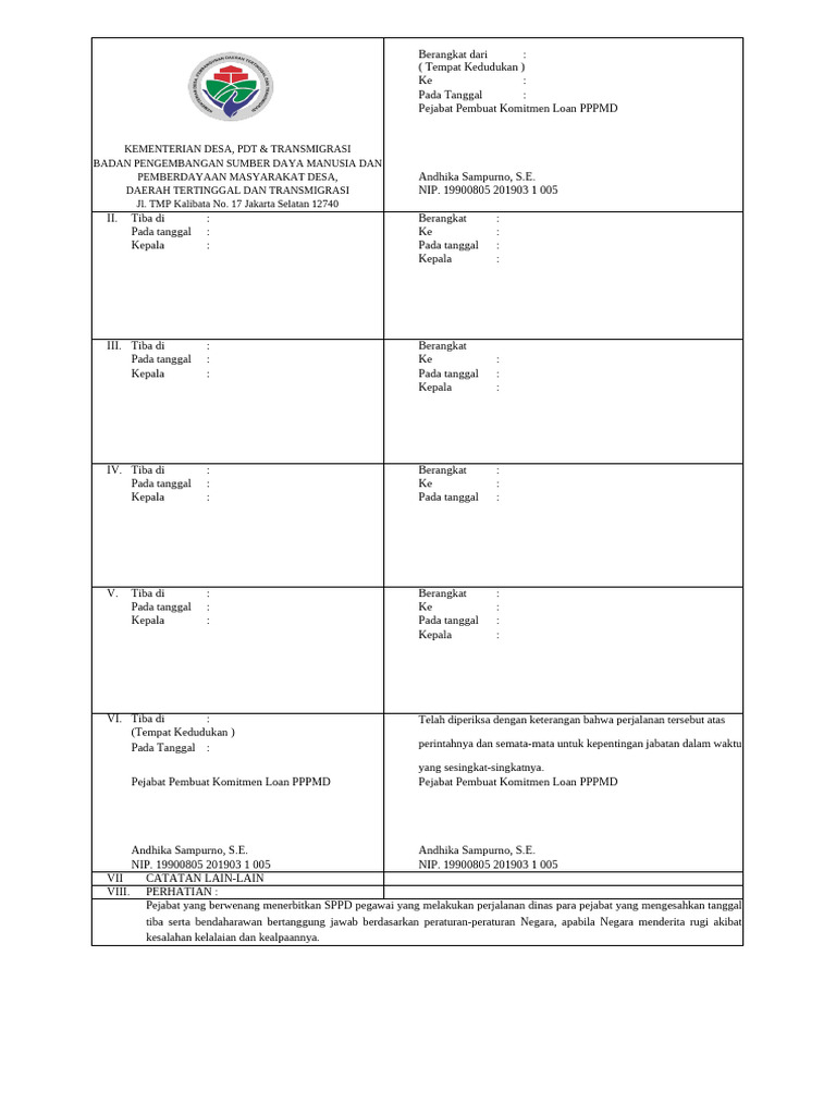 Lembar SPPD Loan | PDF