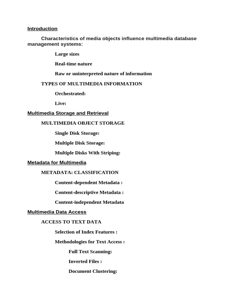Multimedia Database Management Systems | PDF