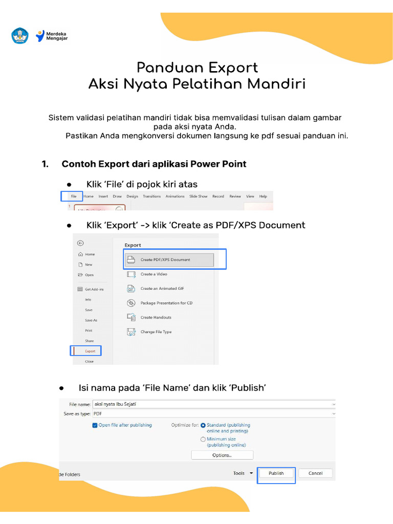 Panduan Aksi Nyata Eksport File | PDF